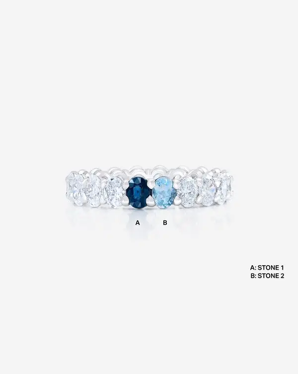 Ring Concierge Oval Diamond And Birthstone Eternity Band - Platinum