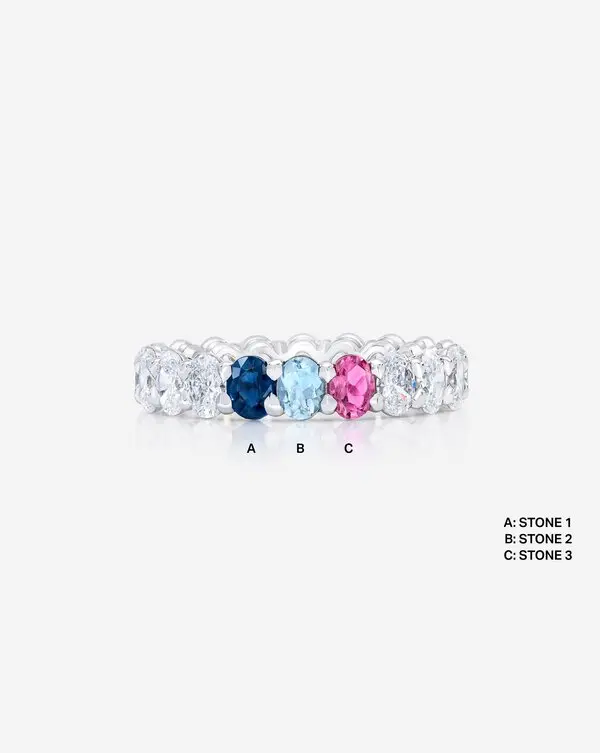 Ring Concierge Oval Lab Diamond And Birthstone Eternity Band - Platinum
