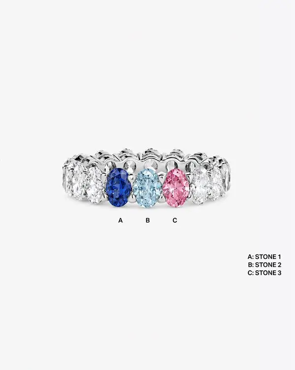 Ring Concierge Oval Lab Diamond And Birthstone Eternity Band - Platinum