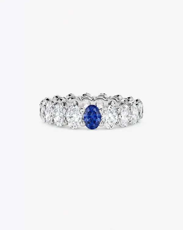 Ring Concierge Oval Lab Diamond And Birthstone Eternity Band - Platinum