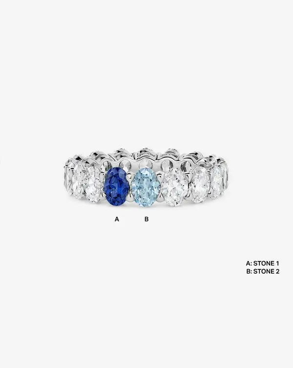 Ring Concierge Oval Lab Diamond And Birthstone Eternity Band - Platinum