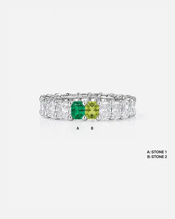 Ring Concierge Radiant Diamond And Birthstone Eternity Band - Platinum