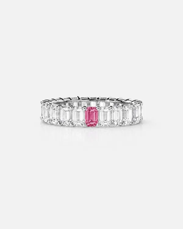 Ring Concierge Emerald And Diamond Eternity Band - Platinum