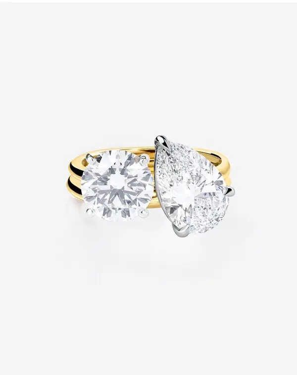Ring Concierge 4.74 Ct. Round & Pear Lab Diamond Whisper Thin® Duet Engagement Ring