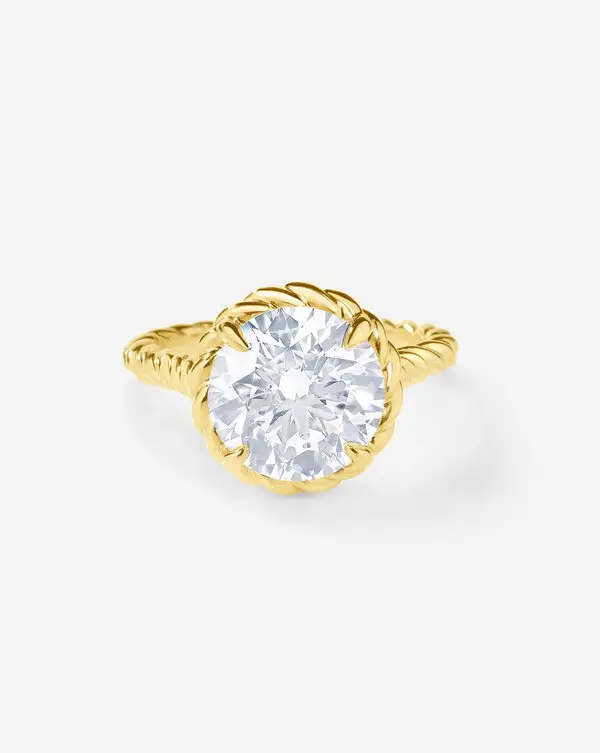 Ring Concierge 3.01 Carat Round Lab-grown Diamond Twisted Wrap Engagement Ring In 14k Yellow