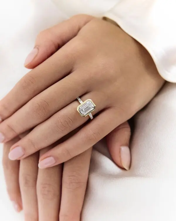 Ring Concierge 3.25 Ct. Emerald Lab Diamond Engagement Ring In 14k Yellow