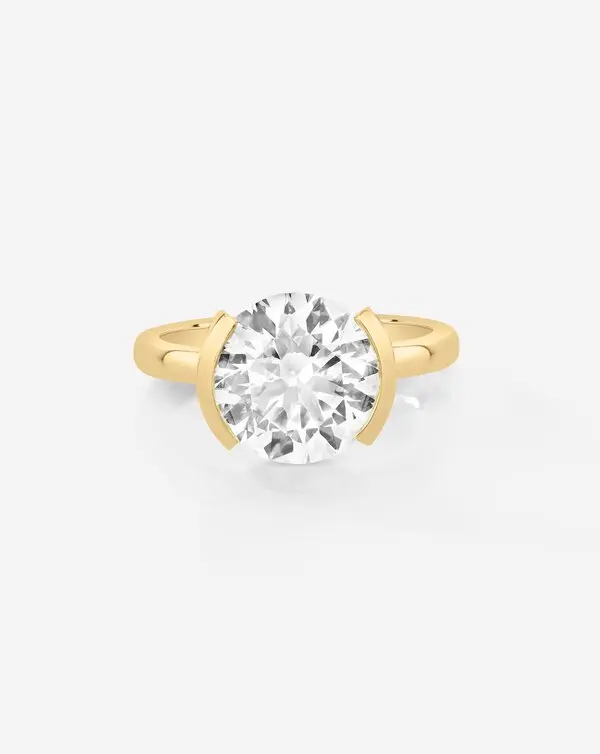 Ring Concierge 3.32 Carat Round Lab-grown Diamond Engagement Ring In 14k Yellow