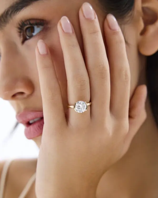 Ring Concierge 3.32 Carat Round Lab-grown Diamond Engagement Ring In 14k Yellow