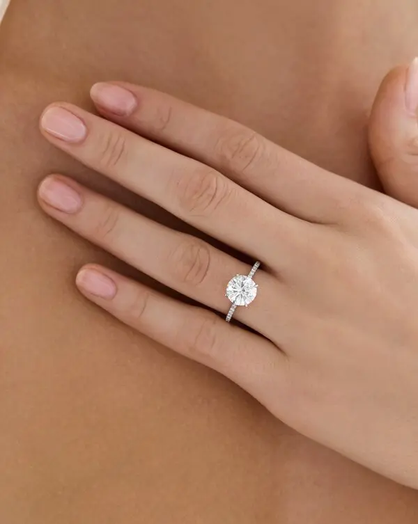 Ring Concierge 4.26 Ct. Round Brilliant Lab Diamond Engagement Ring In Platinum With Pav