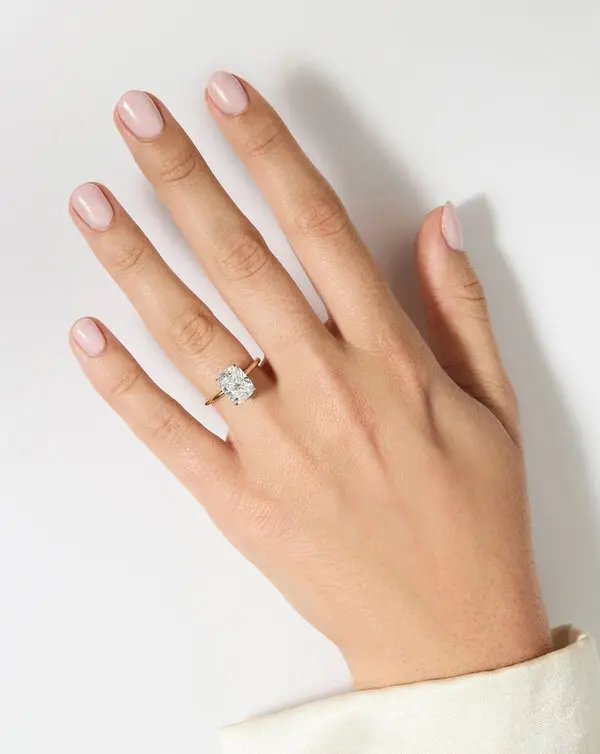 Ring Concierge 3.15 Ct. Cushion Lab Diamond Engagement Ring In 14k Yellow