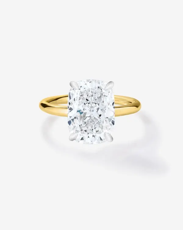 Ring Concierge 3.53 Carat Cushion Lab-grown Diamond Solitaire Engagement Ring In 14k Yellow