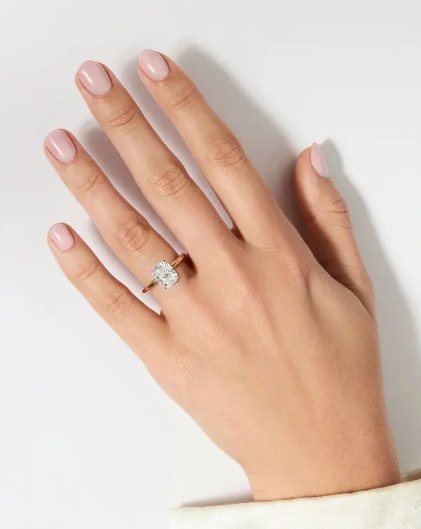 Ring Concierge 3.53 Carat Cushion Lab-grown Diamond Solitaire Engagement Ring In 14k Yellow