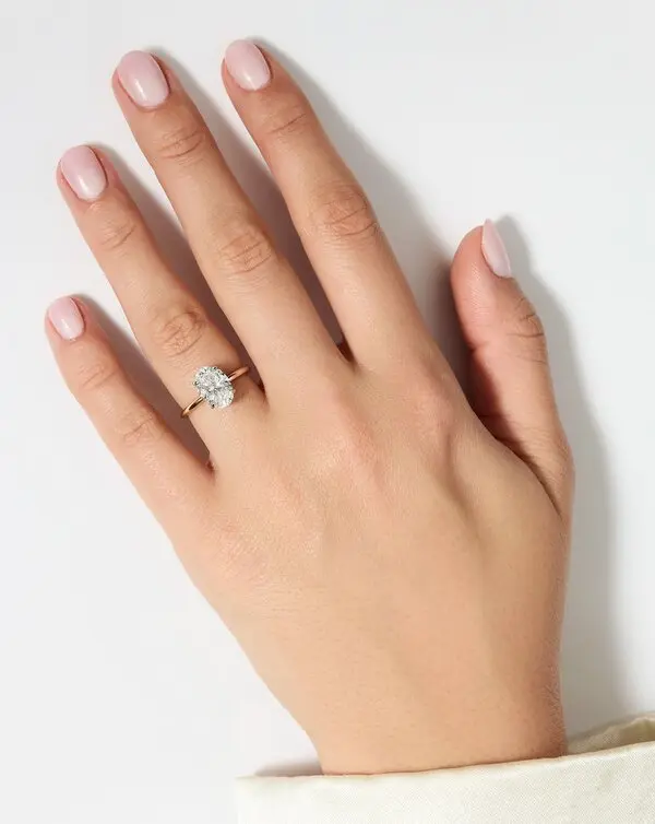 Ring Concierge 3.52 Ct. Oval Lab Diamond Solitaire Engagement Ring With Hidden Halo