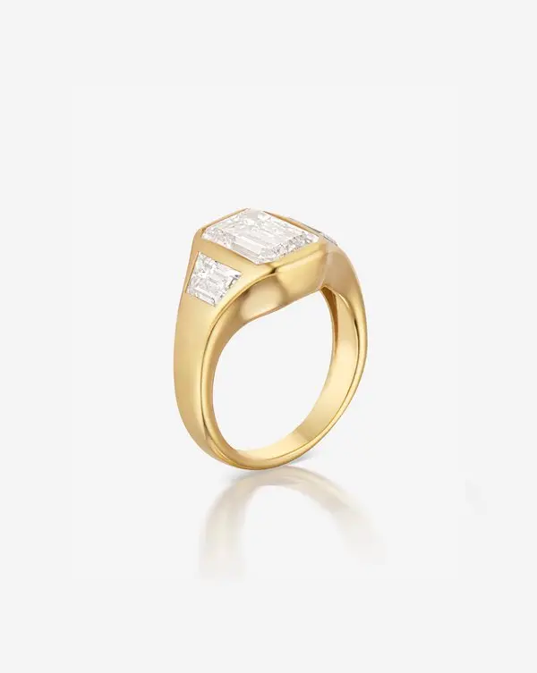 Ring Concierge 3.03 Ct. Emerald Lab Diamond Trinity Bezel Engagement Ring