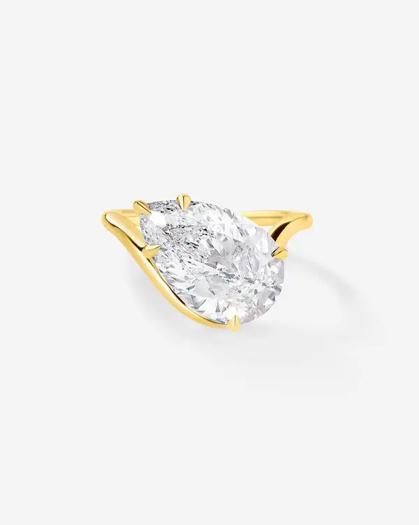 Ring Concierge 4.02 Carat Pear Lab Diamond "the Curve Whisper Thin®" Engagement Ring In 14k Yellow - Gold