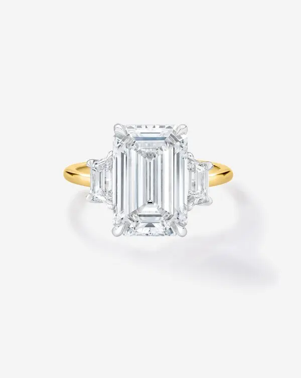 Ring Concierge Emerald Cut Lab Diamond Engagement Ring With Trapezoids