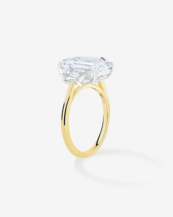 Ring Concierge Emerald Cut Lab Diamond Engagement Ring With Trapezoids