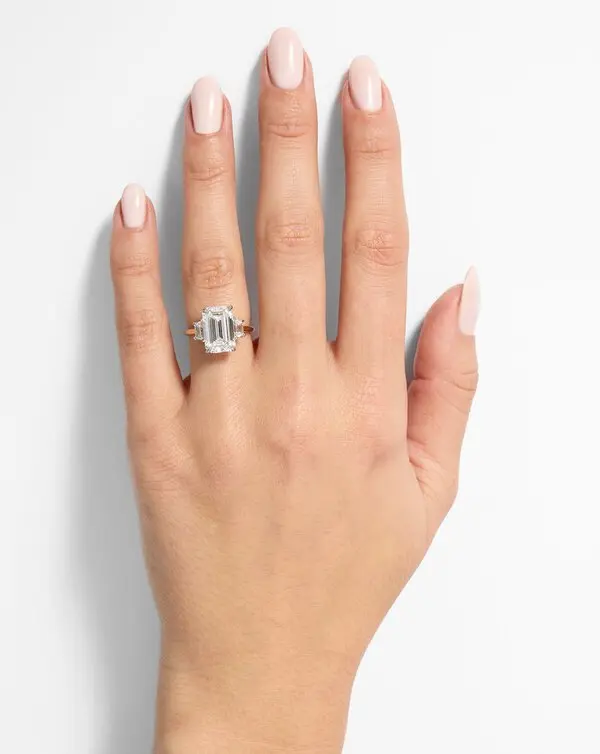 Ring Concierge Emerald Cut Lab Diamond Engagement Ring With Trapezoids