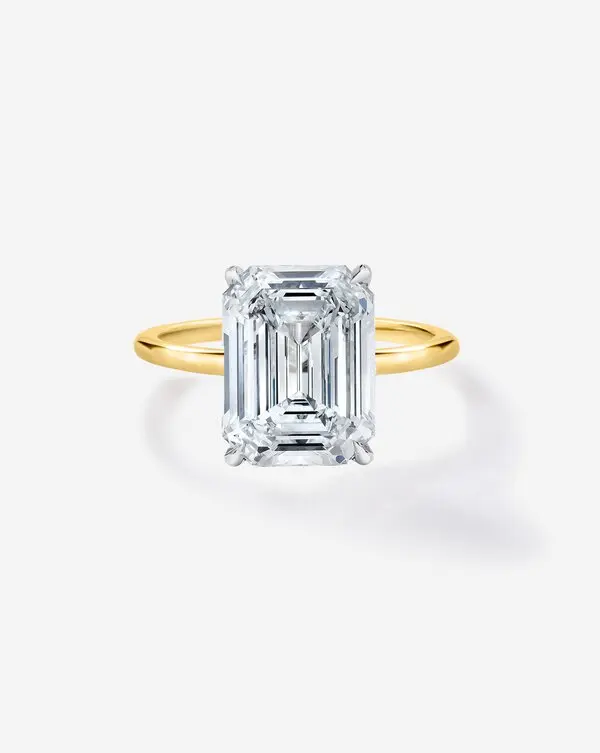 Ring Concierge 3.67 Carat Emerald Cut Lab-grown Diamond Engagement Ring In 14k Yellow