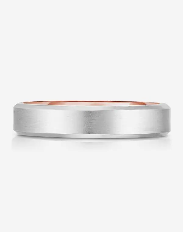 Ring Concierge 4 Mm Hidden Two-toned Beveled Wedding Band