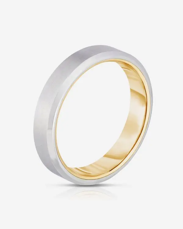 Ring Concierge 4 Mm Hidden Two-toned Beveled Wedding Band - One-color