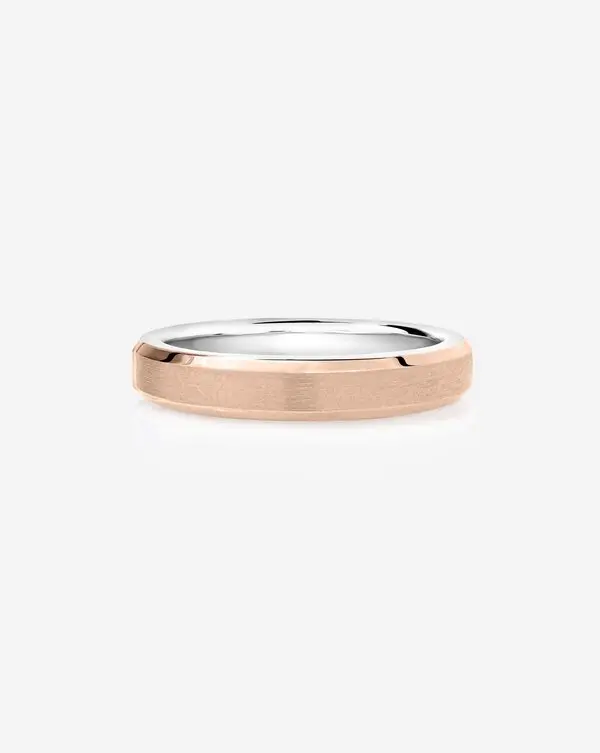 Ring Concierge 4 Mm Hidden Two-toned Beveled Wedding Band - One-color