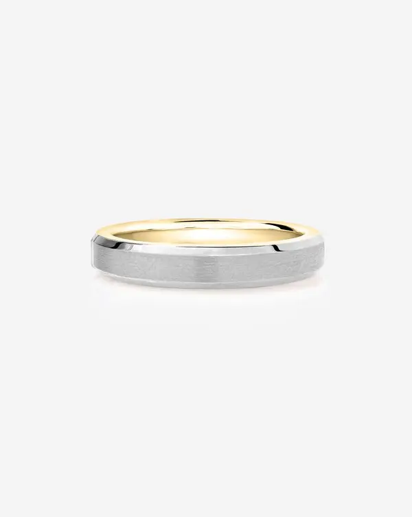 Ring Concierge 4 Mm Hidden Two-toned Beveled Wedding Band - One-color