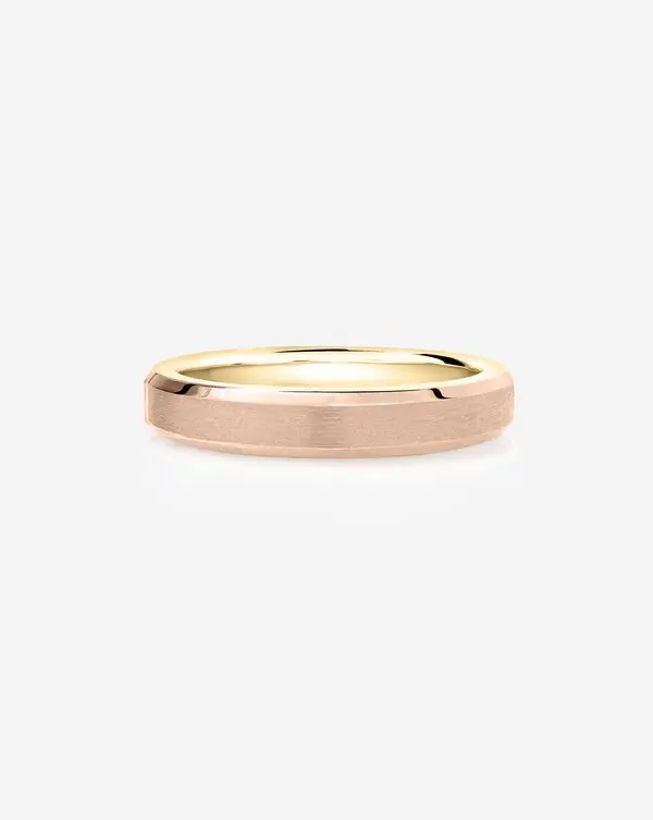 Ring Concierge 4 Mm Hidden Two-toned Beveled Wedding Band - One-color