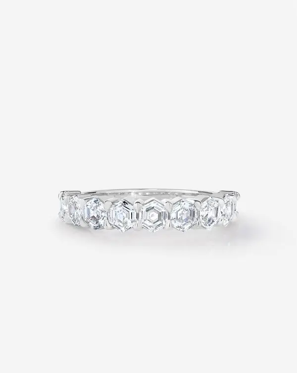 Ring Concierge Hexagon Diamond Wedding Band - Platinum