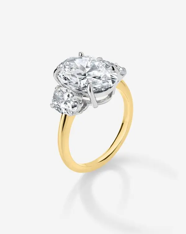 Ring Concierge 4.00 Ct. Oval Lab Diamond Three Stone Engagement Ring In 14k Yellow