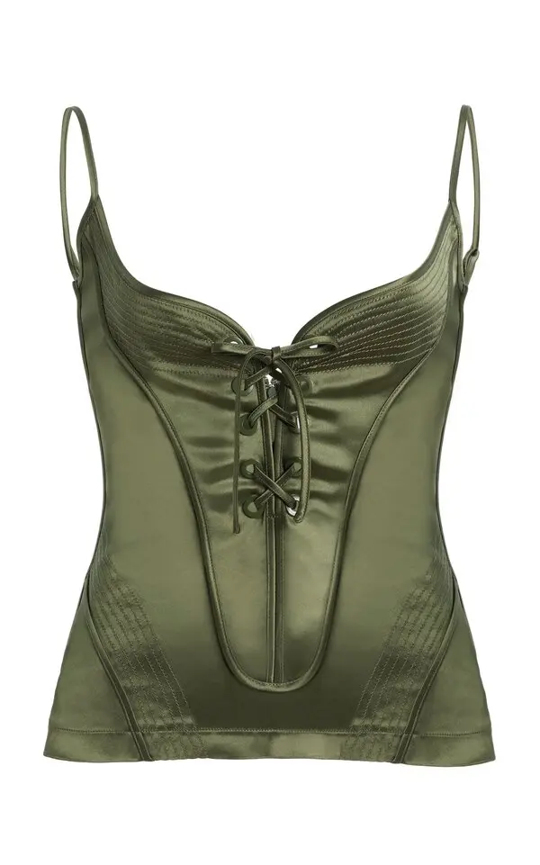 Paris Georgia Paloma Satin Corset Camisole - Green