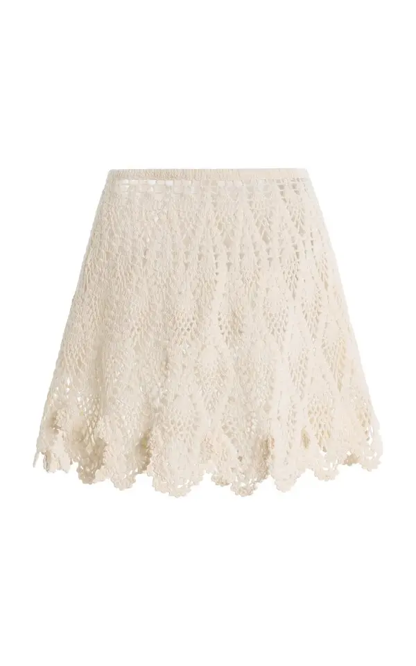 JW Anderson Crocheted Wool Lace Mini Skirt - White
