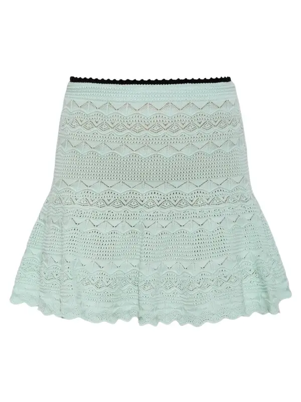 SELF-PORTRAIT Lace-effect Mini Skirt - Green
