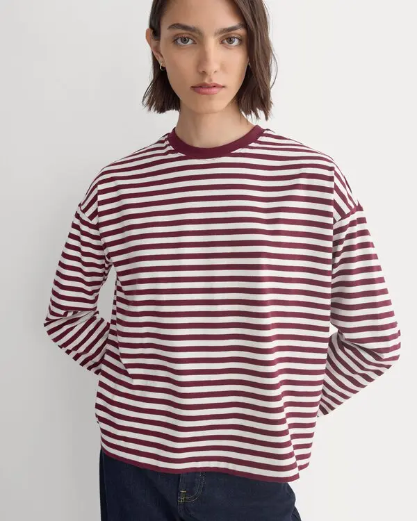 Everlane Forever Jersey Boxy Long-sleeve Crew Neck T-shirt - Red
