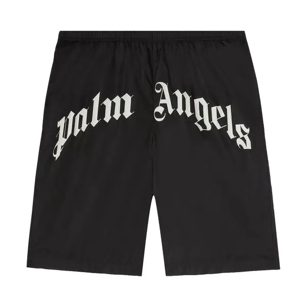 Palm Angels Curved Logo Swimshorts /off White - Black
