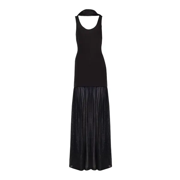 FOREVER YOUNG THE LABEL Aurea Crepe Maxi Dress With Detachable Scarf