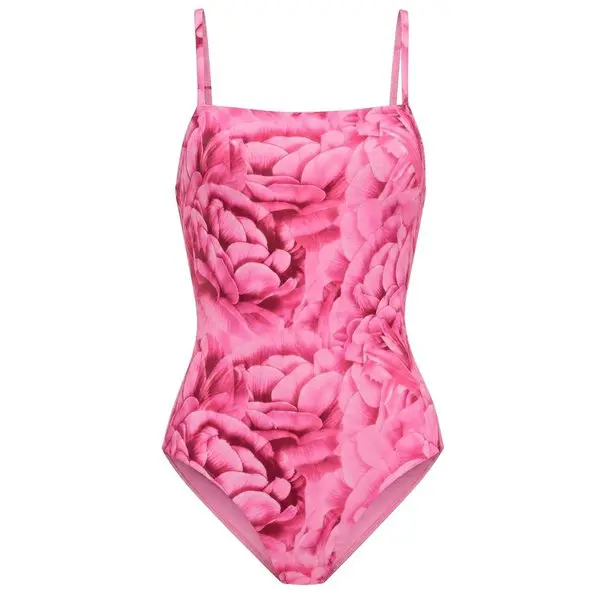 ROOM 24 Rosie One Piece Swimsuit With Floral Print And Lace Up Back - Pink