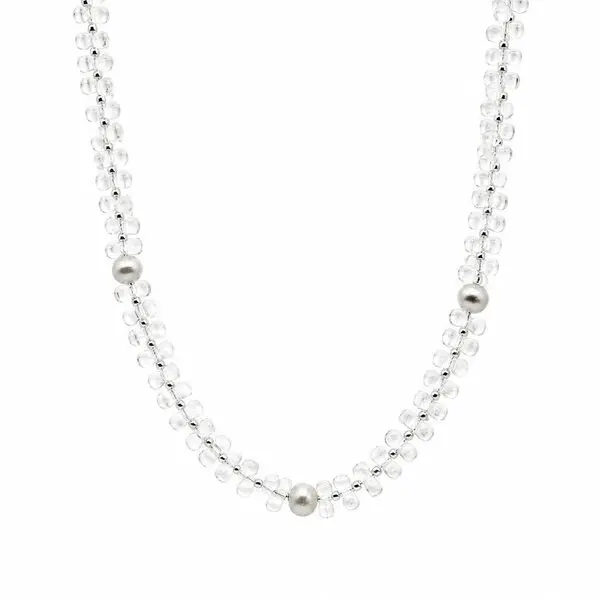 ORMIRO Elara Clear Quartz Beaded Necklace - Silver