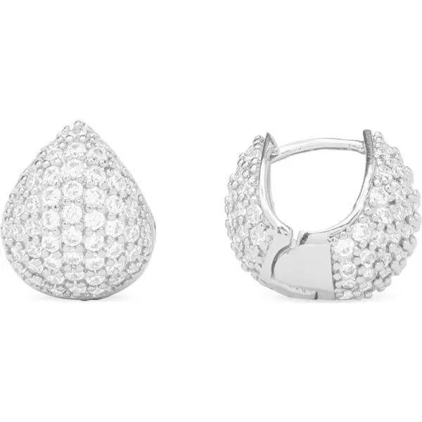 Melinda Maria Lil Norah Pav Huggie Hoop Earrings - Silver-white