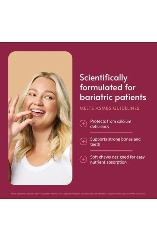 BARIATRIC ADVANTAGE Calcium Citrate Chewy Bites 500 Mg Vitamin D3 Supplement 90 Count