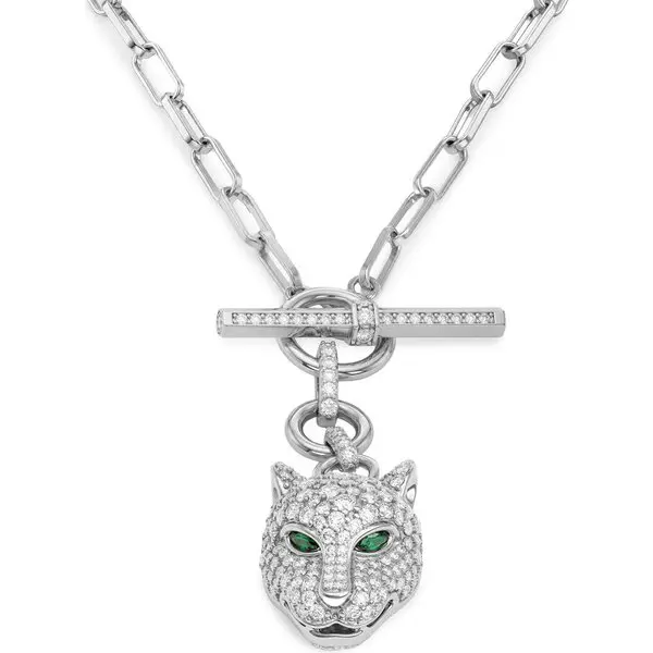 Melinda Maria Jaguar Pendant Chain Necklace - Silver-white