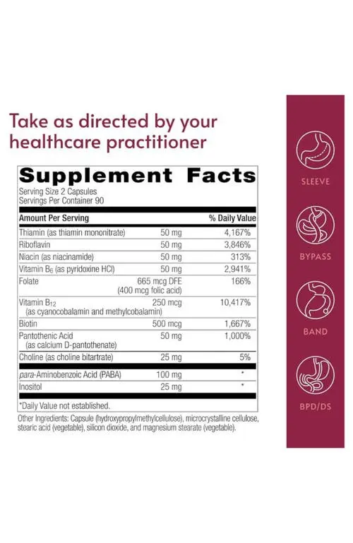 BARIATRIC ADVANTAGE Vitamin B50 Complex High-potency Easy-digest Mini Capsules 180 Count