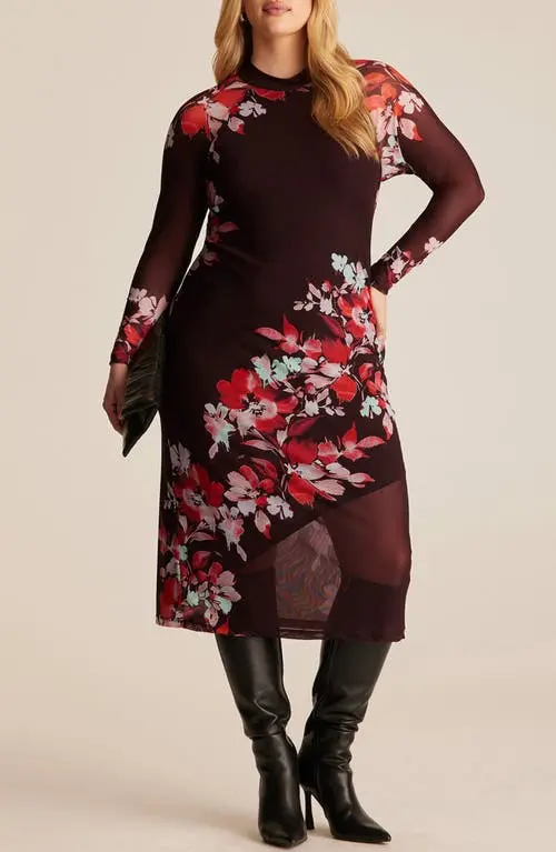 ESTELLE Solene Floral Mesh Midi Dress