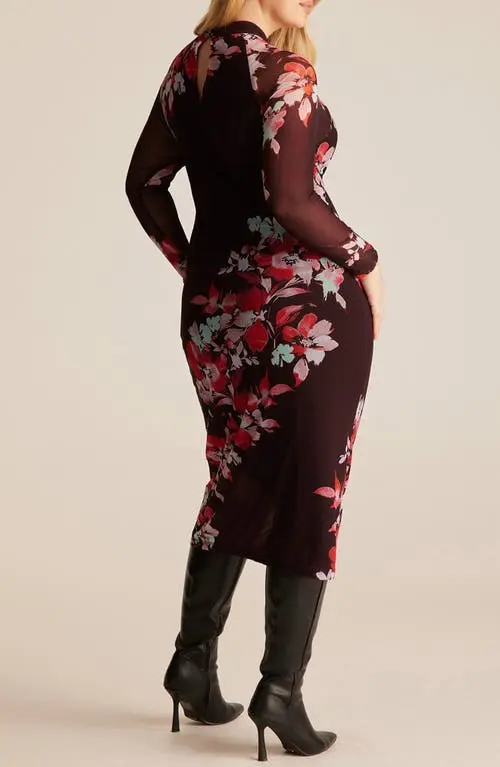 ESTELLE Solene Floral Mesh Midi Dress