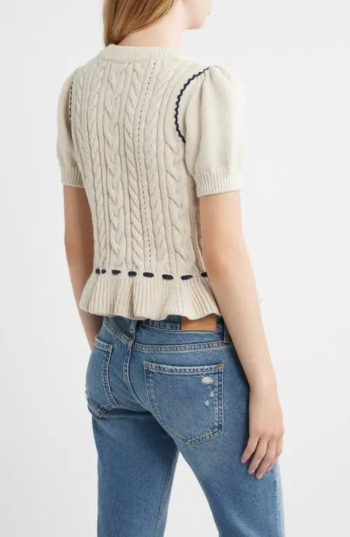 Rails Chandi Cable Knit Puff Sleeve Sweater
