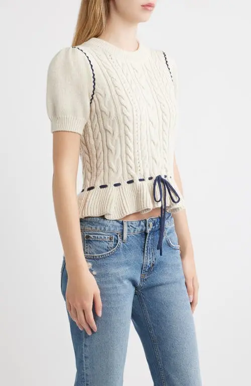 Rails Chandi Cable Knit Puff Sleeve Sweater