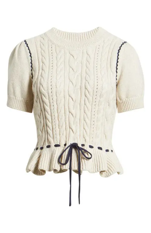 Rails Chandi Cable Knit Puff Sleeve Sweater