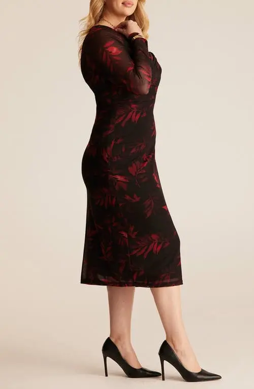 ESTELLE Noa Mesh Sleeve Midi Dress