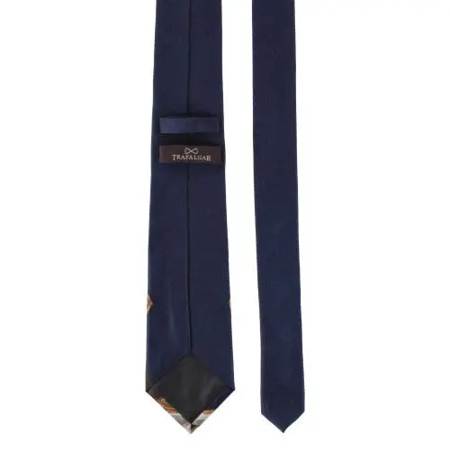 Trafalgar Man's Best Friend Series Beagle Silk Novelty Necktie - Navy