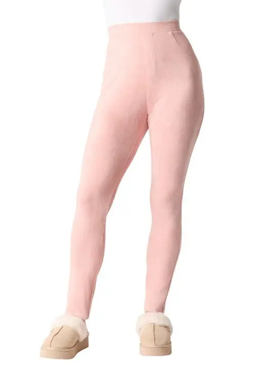 Roaman's Faux Suede Legging - Soft Blush